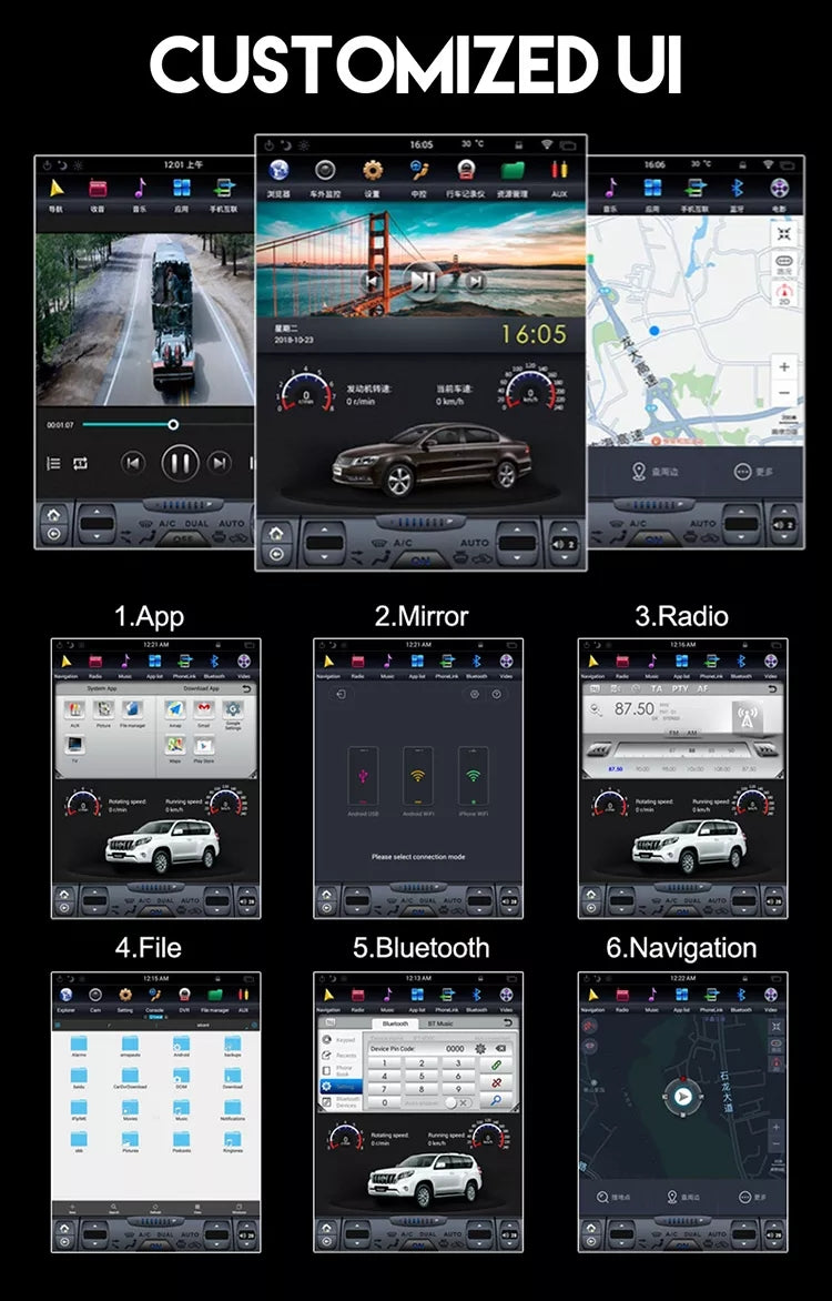 Omniek Vertical Tesla Screen Android Multimedia Player GPS Navigation ...