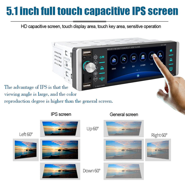 Omnitek Car Radio 5188 1din Mp5 Player Touch RDS AM FM 4-USB 5.1 Inche